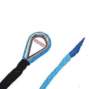 Ucreative 1/4 Inch x 50 Feet 10,000LBs Synthetic Winch Line Cable Rope with Black Protecing Sleeve for ATV UTV (Blue)