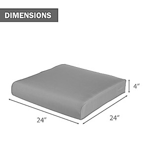 BPS Outdoor Chair Cushions Water Resistant Outdoor Deep Seat Cushions with Handle and Adjustable Straps, 24"x24", Gray, Set of 2