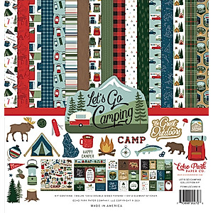Echo Park Paper Company Let's Go Camping Collection Kit Paper, Multi, 12-x-12-Inch