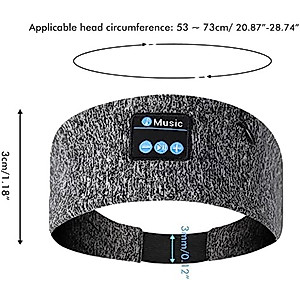 HaetFire Sleep Headphones Wireless Sports Headband, Sleeping Headsets Soft Elastic Band Music Headband Sweatband Earphone with Ultra-Thin Speakers Mic for Women Men Workout Running Yoga Travel