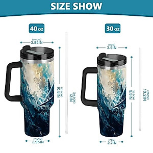 Flradish 40oz Tumbler with Handle, Shark Stainless Steel Tumbler with Lid and Straws Double Wall Vacuum Insulated Leakproof Coffee Travel Mug