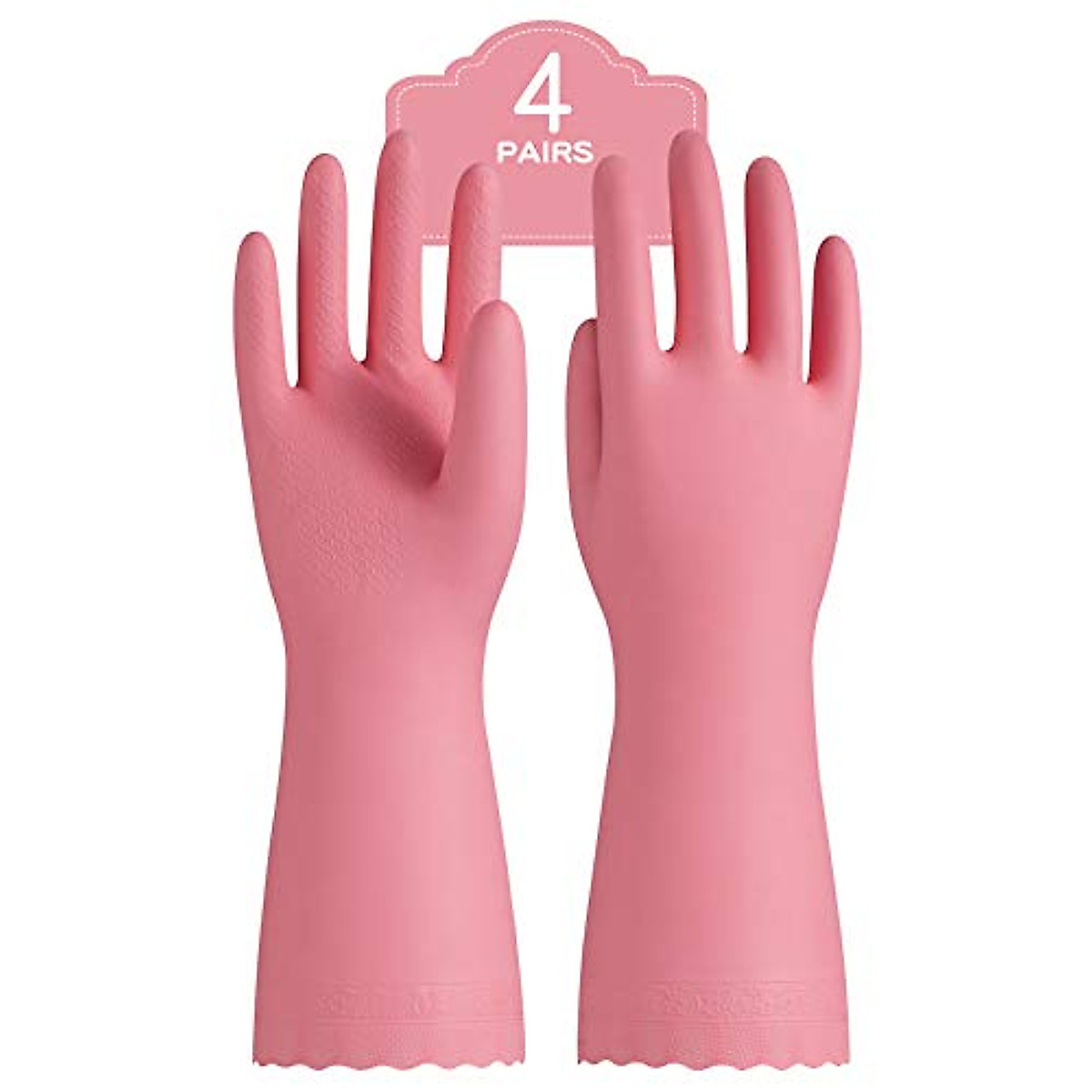 PACIFIC PPE 4 Pairs Dishwashing Cleaning Gloves, Reusable Unlined Kitchen Gloves, Non-Slip, Small