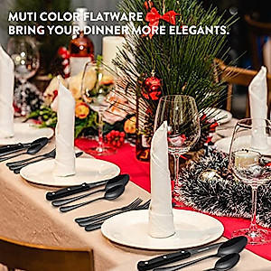 48 pcs BLack Silverware with Organizer, Stainless Steel Flatware with Steak Knife, Mirror Polished Cutlery Utensil Set, Durable Home Kitchen Eating Tableware Set, Include Fork Knife Spoon Set