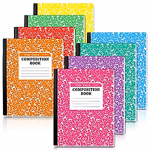 feela Composition Notebook, 8 Pack 8 Pastel Colors Wide Ruled Composition Books Bulk, Marble Cover Notepad Lined Cute Journal Notebooks for School Supplies Notes Taking Writing, 9.75 X 7.5 in