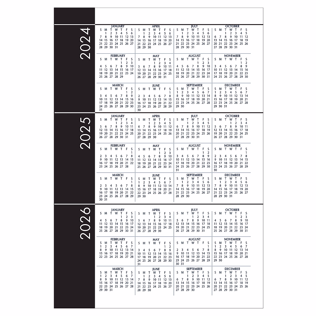 House of Doolittle 2024 Daily And Monthly 24-7 Planner Calendar, Black Cover, 7 x 10 Inches, January - December (HOD289632-24)