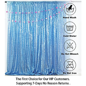 ShinyBeauty Baby Blue Sequin Backdrop Curtain | 2 Panels 5FTx10FT Glitter Wedding & Photography Background | Light Blue Shimmer Curtains for Elegant Events