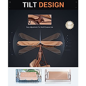 Nice C Patio Swing Chair, Porch Swings Bench, Canopy Glider, with Adjustable Tilt, Extra Thick Removable Cushion (Khaki)