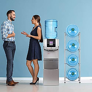 4-Tier Water Bottle Holder Water Jug Rack - 5 Gallon Water Bottle Storage Rack Jug Holder - Heavy Duty Bottle Buddy, Silver