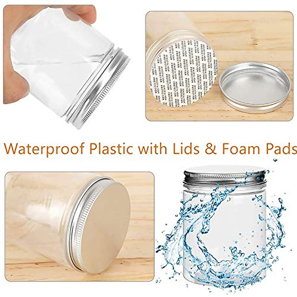 24Pack 6 oz Small Plastic Jars with Lids, Wide Mouth Food Storage Jars, Refillable Empty Containers, Small Storage Containers for Slime, Dried Fruit, Nuts, Honey and Seasoning Storage-BPA Free