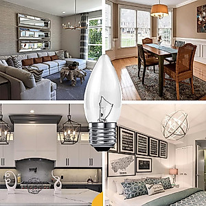 SCOMX 40W Equivalent Incandescent Torpedo Tip Chandelier with Crystal Clear Incandescent Light Bulbs Tip Light Bulb and Medium E26 Candelabra Base (12PACK)