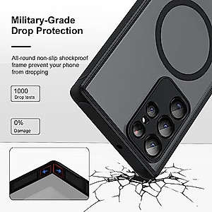 HikerClub Galaxy S22 Ultra 5G Case, Compatible with Mag Safe Wireless Charger, Translucent Frosted Matte Back Soft Silicone Frame Military Grade Shockproof Case Cover for Galaxy S22Ultra Matte Black