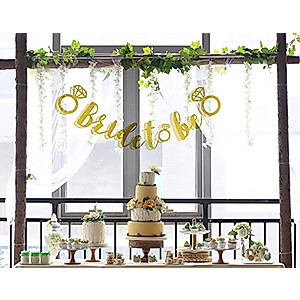 Honbay Glitter Gold Bride to Be Banner with Diamond Ring, Bridal Shower Party Supplies Decorations (Gold)