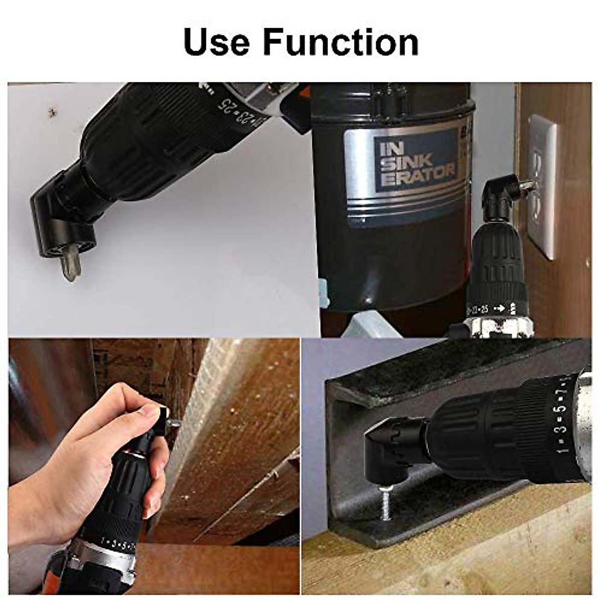 Impact Grade Socket Wrench Adapter Extension Set,3Pcs Hex Socket Adapter Bit+105° Right Angle Drill Attachment Bit Extension 1/4-inch Hex Drive Drill Bit Power Socket Screwdriver Set Holder Adaptor