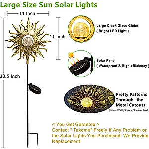 TAKE ME Sun Solar Lights Garden Outdoor Waterproof Metal Decorative Stakes for Patio Yard Walkway LawnPatio Valentine's Day Gifts Mother's Day Gifts