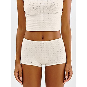 Juakoso Sexy Two Piece Outfits for Women Lace Trim Bodycon Floral Print Cami Tank Top and Shorts Set Fashion Streetwear