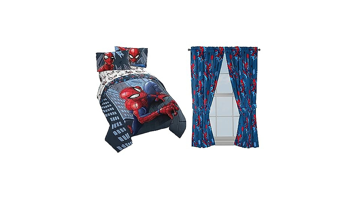 Jay Franco Marvel Spiderman Crawl Full Bed Set and Spidey Daze Drapes ...