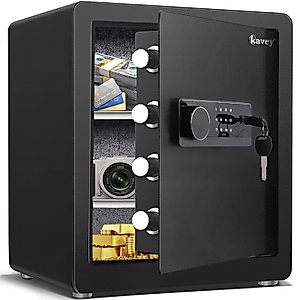 Kavey 2.0 Cub Safe Box, Home Safe with Backlit Touch Screen Keypad and Dual Alarm System, Money Safe With Mute Function and LED Light, Safe for Home Hotel Office