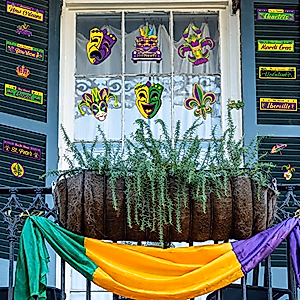 44 Pcs Mardi Gras Party Decorations Masquerade Mask Cutouts Mardi Gras Mask Sign Directional Door Signs New Orleans Street Signs for Prom Carnival Masks Celebration Parade Costume Party Favor