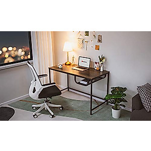 WOHOMO Computer Desk 47 Inch Easy Assembly Desk with Shelves Study Writing Table Simple Modern Home Office Desk, Walnut