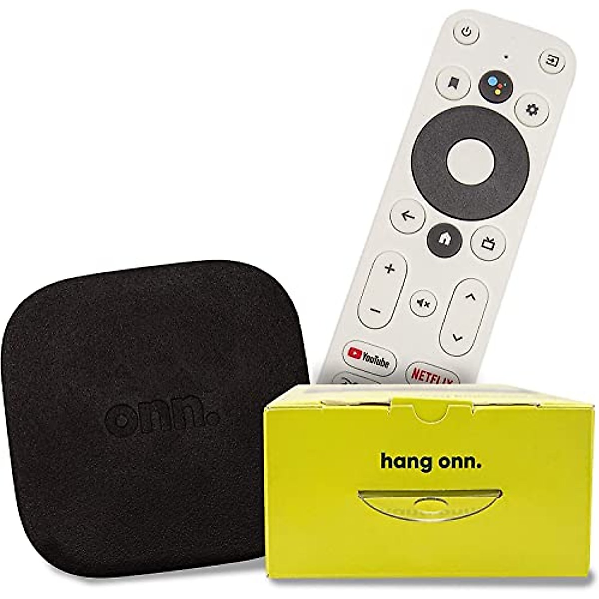 ONN Android TV 4K UHD Streaming Device with Voice Remote Control Google Assistant & High Speed HDMI Cable (100026240)