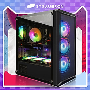 STGAubron Gaming PC Computer Desktop, GeForce RTX 3070 8G, Intel Core i9-11900KF up to 5.3G, 32G DDR4, 2T SSD, WiFi, BT 5.0, RGB Fan x7, RGB BT Sound Bar & Gaming Mic, Windows 11 Home