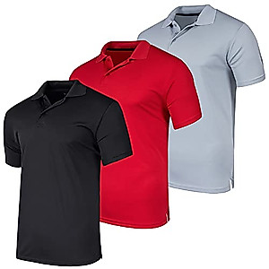3 Pack:Mens Quick Dry Fit Polo Shirt Short Sleeve Golf Tennis Clothing Active Wear Athletic Performance Tech Sports Essentials Moisture Wicking Casual Dri-Fit T Shirts,Set 6-XXL