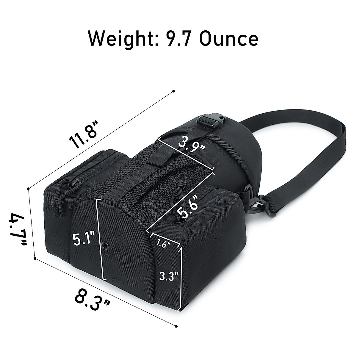 Tactical Molle Water Bottle Pouch Multi-Purpose 128 oz Buckle Secured Top Water Bottle Holder Bag Hydration Carrier with Shoulder Strap (Black)