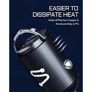 USB C Car Charger, 40W PD 3.0 Smallest Dual Type C Car Power Adapter Flush Fit Cigarette Lighter Quick Charge Compatible with iPad, iPhone13/12/11 Pro Max/X, Samsung Galaxy S21/S20/S10/S9/S8 and More