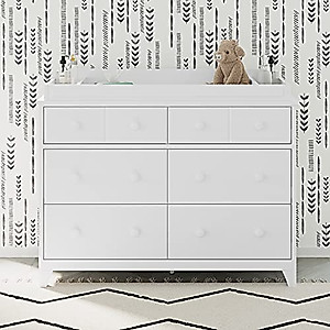 Storkcraft Universal Changer Topper - Transforms Dresser Into Baby Changing Station, Fits Standard Size, 3 Compartments Essentials, Soft Felt Bottom, White