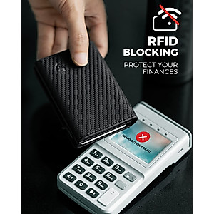 LORZOR Mens Wallet for Apple AirTag - Minimalist Pop up Smart Wallet for Men, Slim RFID, Carbon Fiber Modern Mens Wallet (AirTag Not Included)