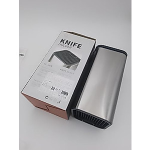 BOWONG Universal Knife Block, Stainless Steel Knife Holder Stand with Slots for Scissors and Sharpening Rod, Rectangular Knife Storage Stand Safe and Detachable for Easy Cleaning