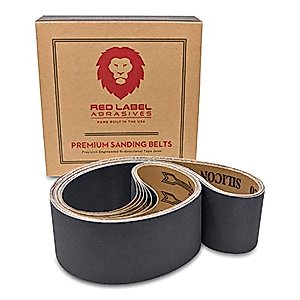 Red Label Abrasives 2 X 42 Inch Silicon Carbide Extra Fine Grit Sanding Belts 600, 800, 1000 Grits, 6 Pack Assortment