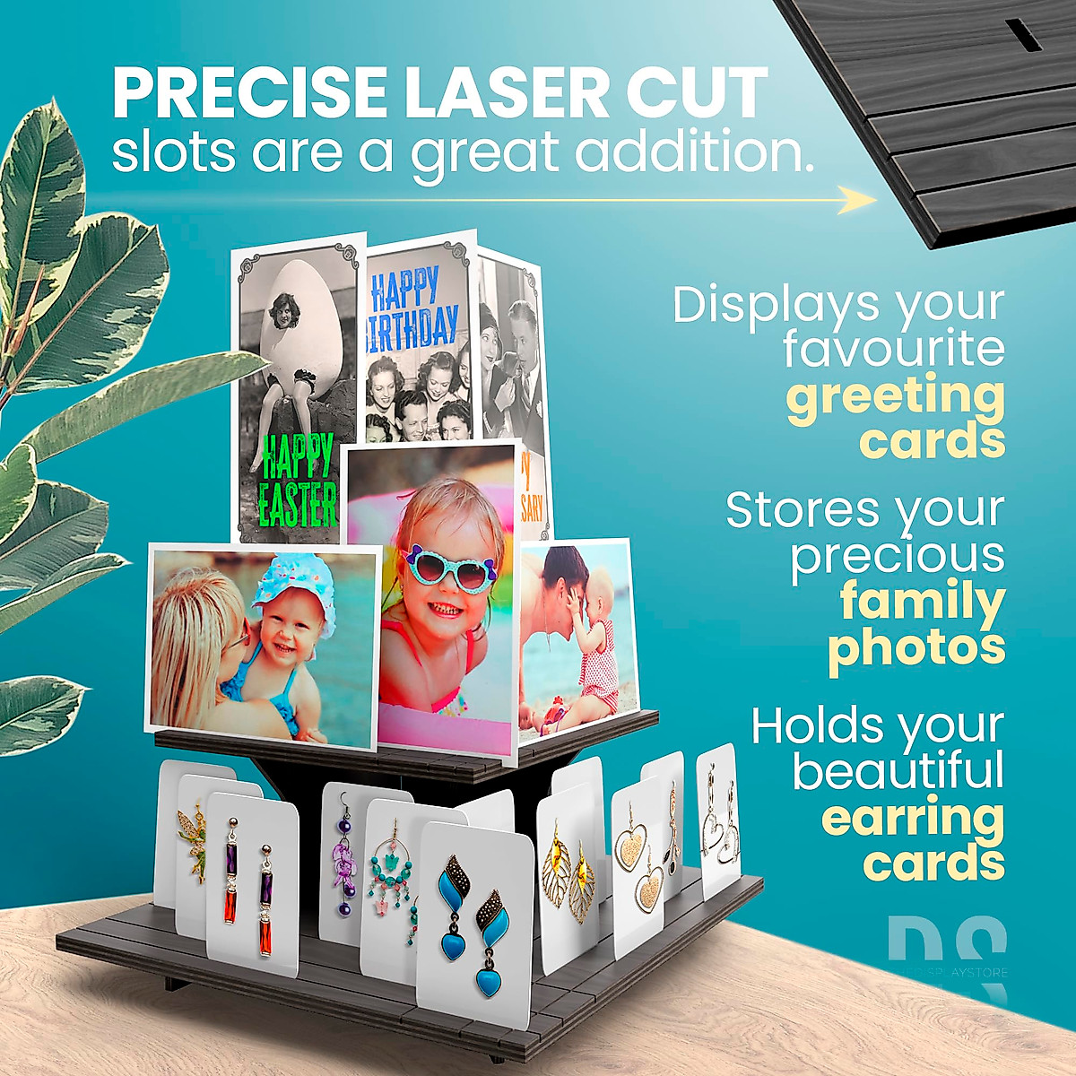 DS THE DISPLAY STORE Corner Black Wooden Cupcake Stand, Earring Display Stand, Jewelry Display, Dessert Table Display Set, Card Display Rack, Sticker Display, Earring Display for Selling, Card Stand