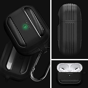 Spigen Rugged Armor Designed for Airpods Pro Case Cover Protective Airpods Pro Case with Keychain - Matte Black