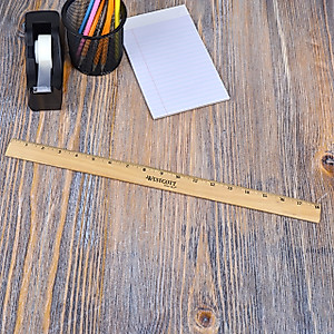 Westcott 05018 Beveled Wooden Ruler with Single Metal Edge, 18 Inch