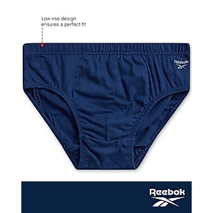 Reebok Low Rise Mens Briefs - 5 Pack Soft Cotton Mens Underwear with Supportive Contour Pouch - Supportive Fit for Everyday Wear, Medium, Burgundy/Charcoal/Blue/Light Grey/Black
