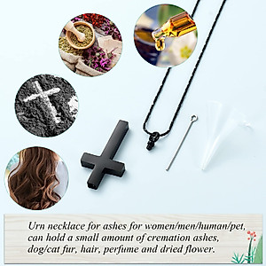 Imrsanl Crystal Cross Necklace for Ashes - Stainless Steel Keepsake Cremation Jewelry - Religious Cross Memorial Urn Necklace for Pet Human Ashes Pendant (Black)