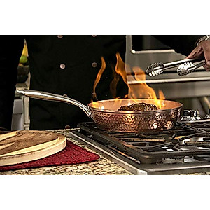 Gotham Steel 9.5" Hammered Pan with Tempered Glass Lid and Cool Touch Handles, Ultra Nonstick Fry Pan, Scratch Resistant Dishwasher Oven-Safe, Non-toxic Frying Pans and Skillets Cookware As Seen on TV