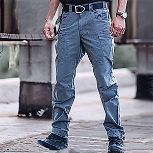 MNXOIA Waterproof Tactical Military Pants Men Special Army Combat Cargo Pants Multi Pocket Rip-Stop Cotton Trousers Gray XXL
