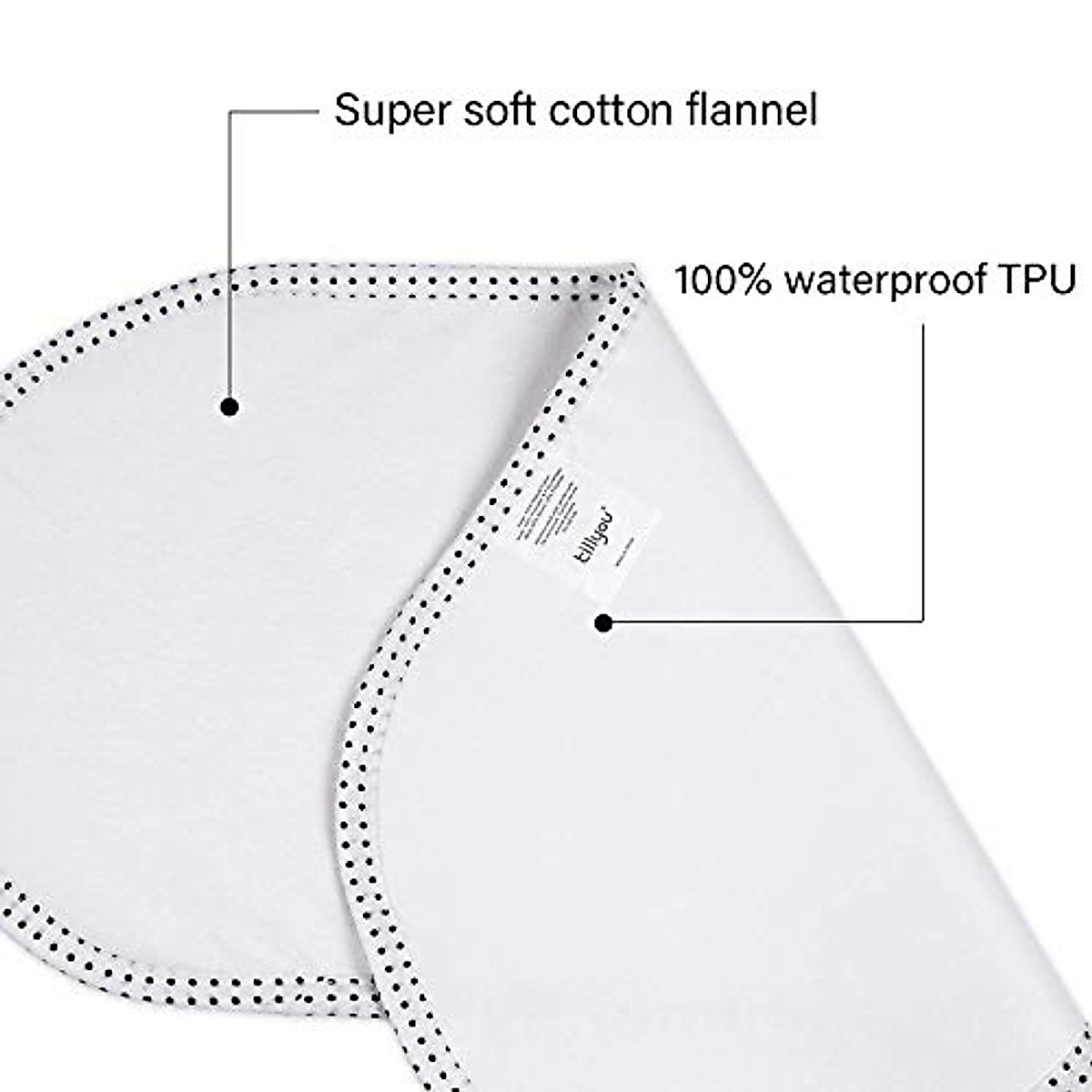 TILLYOU 6PK Larger Softer Changing Pad Liners Waterproof, 27" x 13" Washable Reusable Flannel Cotton Changing Table Cover Liners Leakproof, Portable Baby Changing Mat for Boys Girls, White