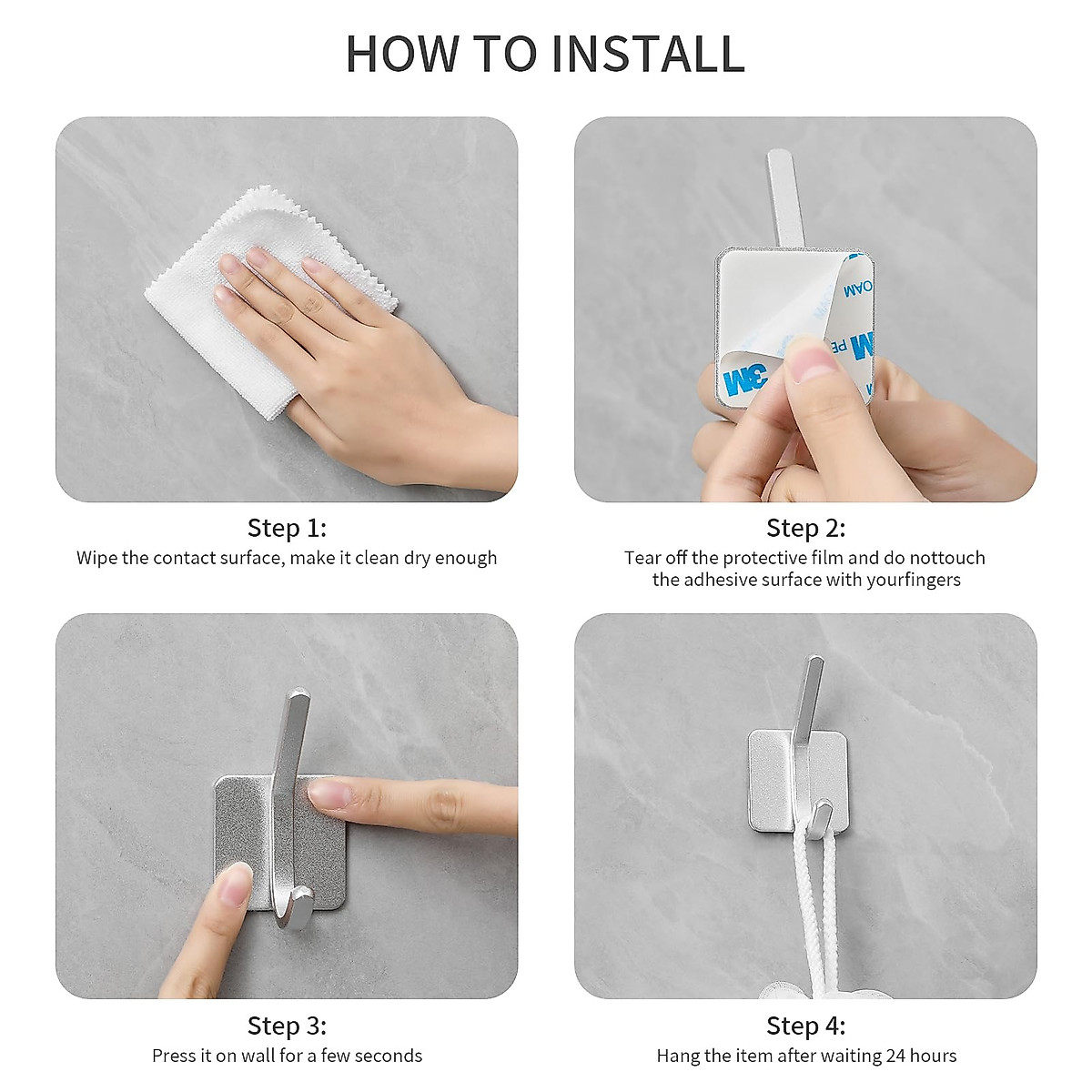 Paoli Heavy Duty Self Adhesive Hooks - Sturdy self Adhesive Hooks for Home, School and Office Easy to fit and Remove,with a Maximum Load Capacity of 30lb (4 PC).