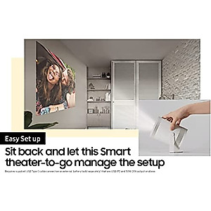 SAMSUNG 30”- 100” The Freestyle FHD HDR Smart Portable Projector for Indoor and Outdoor Home Theater with Premium 360 Sound Alexa Built-in with an Additional 1 Year Coverage by Epic Protect (2022)