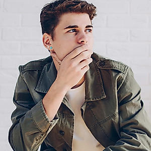 Ubjuliwa 20 Pairs 20G Surgical Steel Stud Earrings Set for Women Men Hypoallergenic Flatback Earrings Piercing Jewelry Star Moon flower Heart Leaf Opal Cartilage Earrings