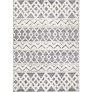 Rugshop Boho Tribal Geometric High-Low Soft Area Rug 5' x 7' Gray