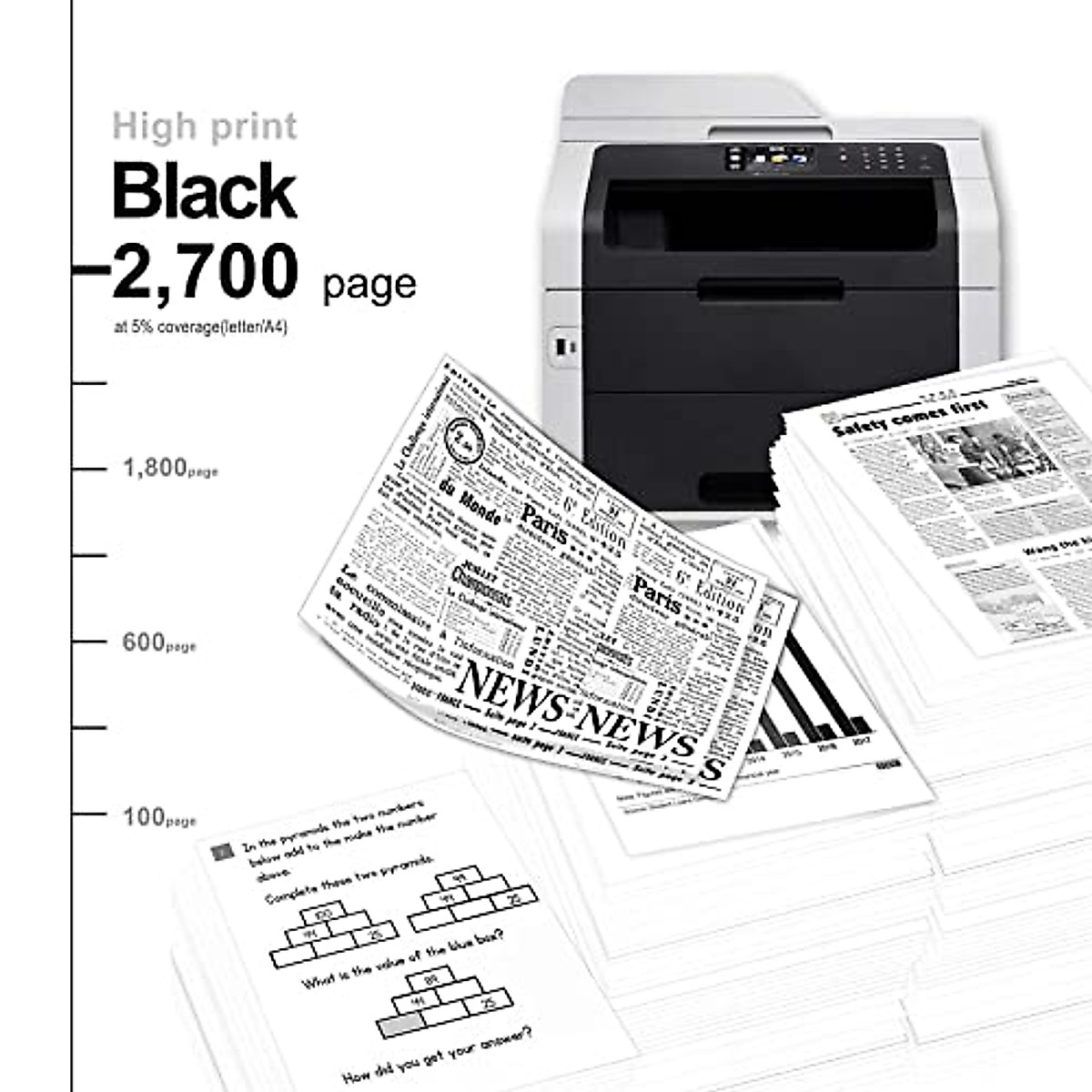 4 Pack (1BK+1C+1M+1Y) Toner Compatible High Yield TN225BK TN225C TN225M TN225Y Toner Cartridge Replacement for Brother HL-3140CW MFC-9130CW 9330CDW 9140CDN DCP-9015CDW Printer Toner,Sold by VoColorink