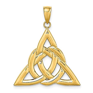 Solid 14k Yellow Gold Large Celtic Knot Irish Claddagh Trinity Irish Celtic Knot Knot Charm Pendant 28mm