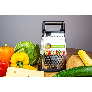 4-Sided Cheese Grater Stainless Steel with Strong Grip and Sharp Blades Professional Box Design with Perfect Slicer, Shredder & Zester For Fruits, Vegetables, Cheeses, Carrot Etc.