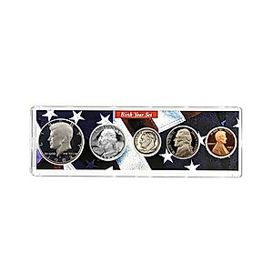1982-5 Coin Birth Year Set in American Flag Holder Uncirculated
