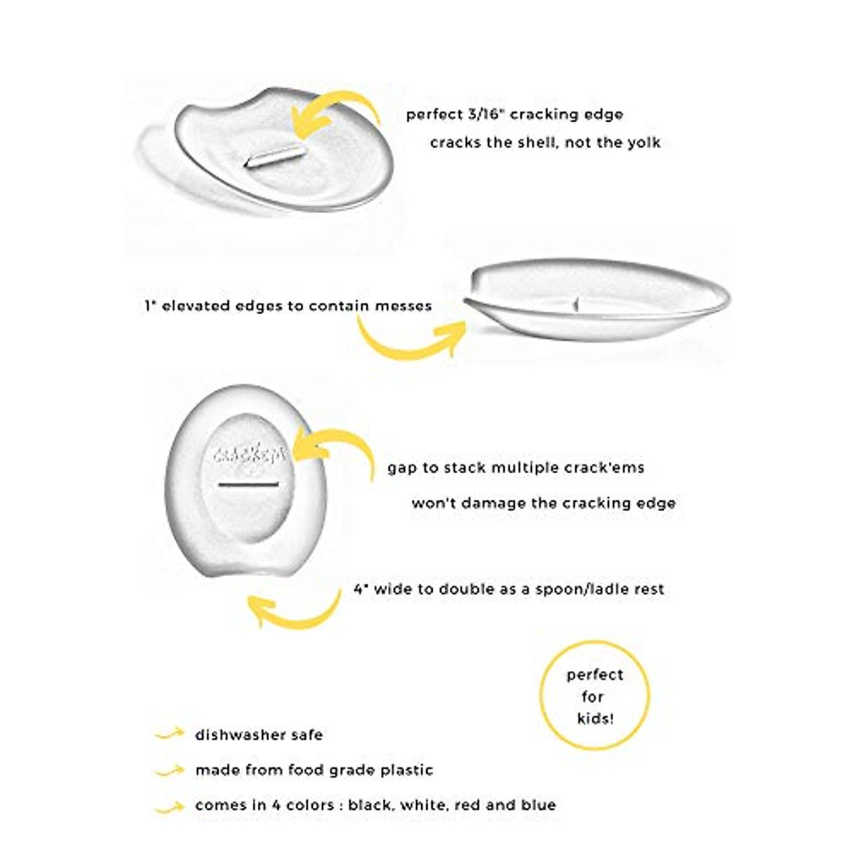 Crack'em Egg Cracker & Spoon Rest (Cobalt Blue) - Perfectly Cracks Eggs & Contains Messes - Easy to Use & Clean - Great for Kids - Prevents Broken Yolks