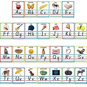 Alphabet and Number Bulletin Board Set Traditional Manuscript Alphabet Cards with Photographs for Classroom Decoration